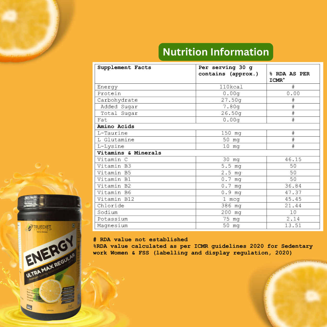 Ultra max Regular -Lemon Flavor – True Diet Nutrition