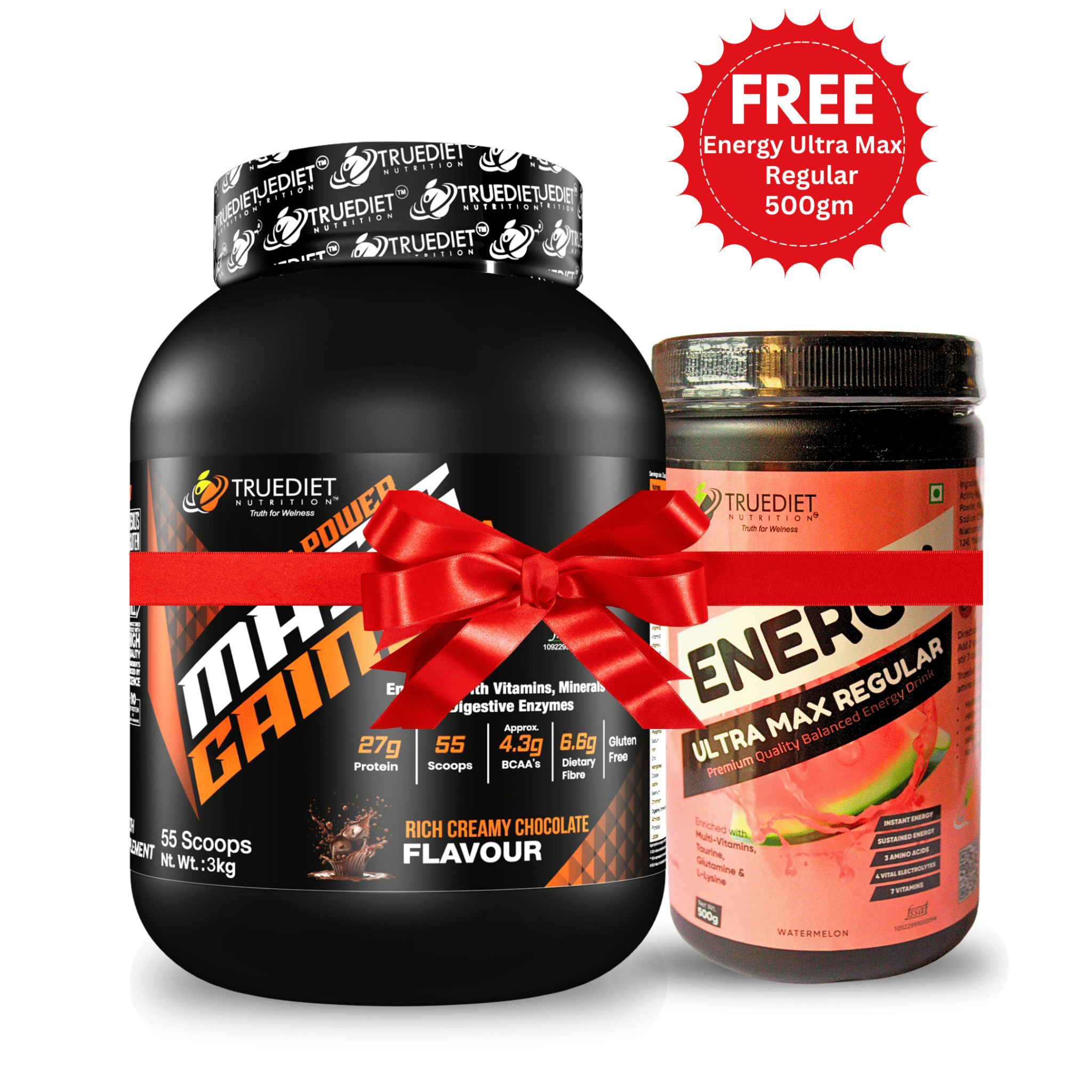 True Diet Mass Gainer 3kg (Rich Creamy Chocolate Flavor) + Energy Ultra ...
